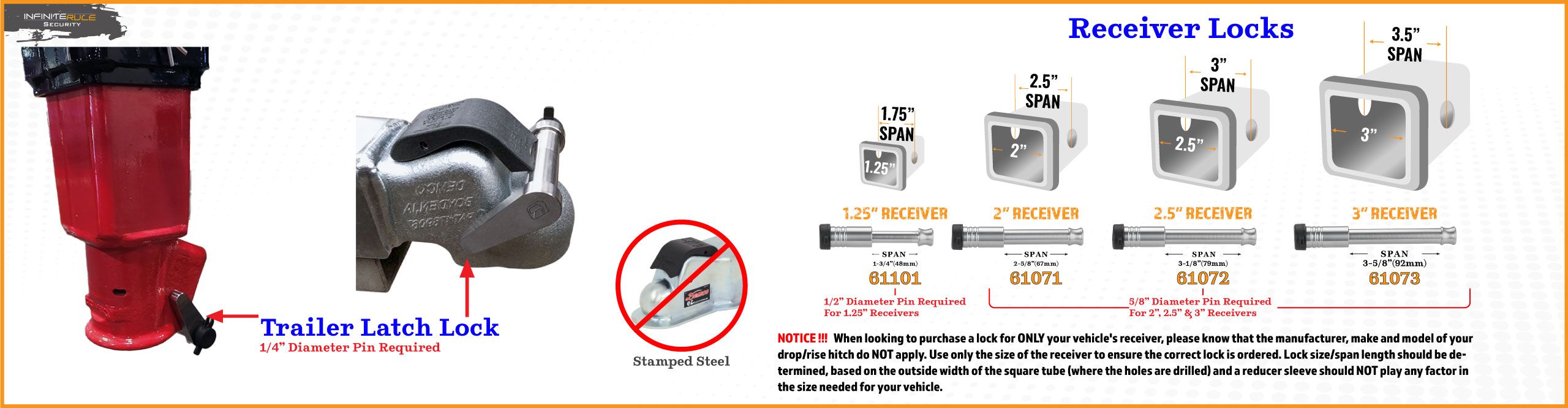 Trailer Tongue Latch Lock for Demco EZ Latch Coupler | 1/4 in. x 2-15/ ...